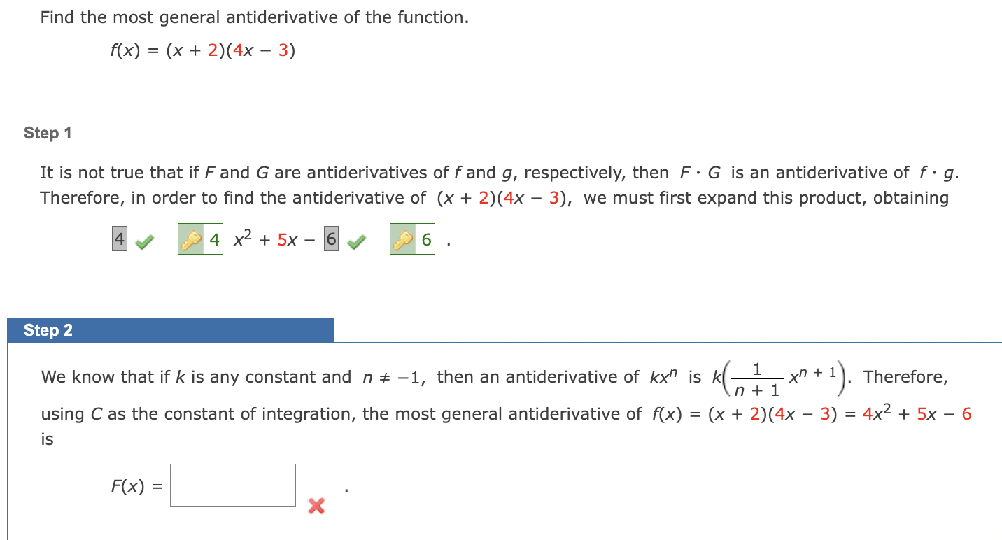 Solved Find the most general antiderivative of the function. | Chegg.com
