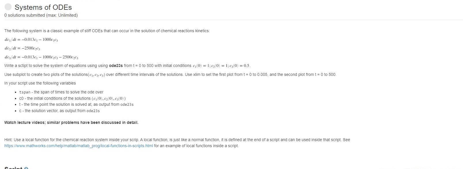 Solved Systems of ODES O solutions submitted (max: | Chegg.com