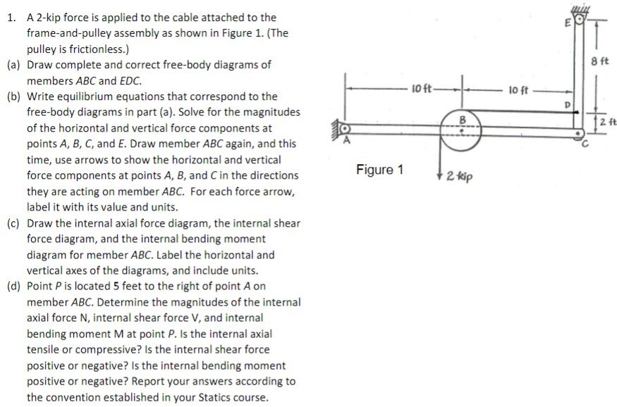 Solved A 2-kip force is applied to the cable attached to the | Chegg.com