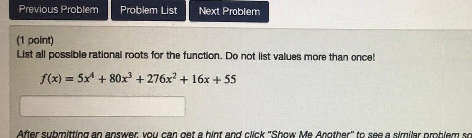 Solved Previous Problem Problem List Next Problem (1 point) | Chegg.com