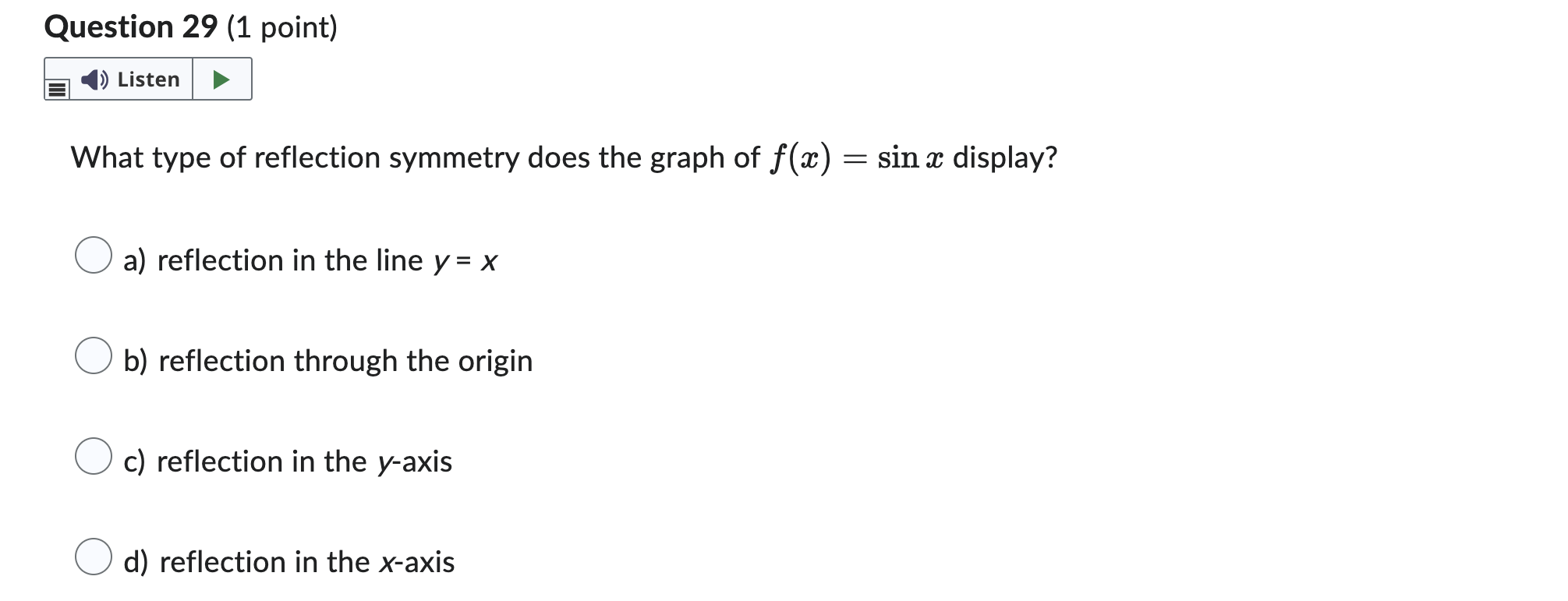 Solved Question 27 (1 point) Listen What type of reflection | Chegg.com