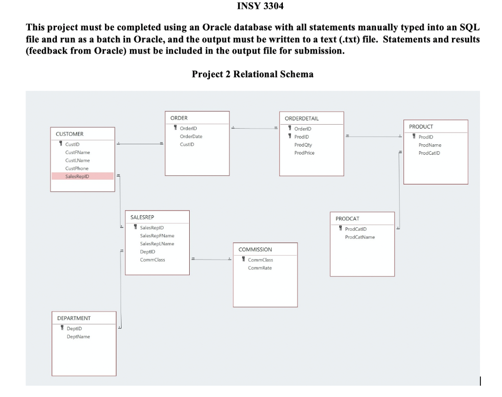 INSY 3304 This project must be completed using an | Chegg.com