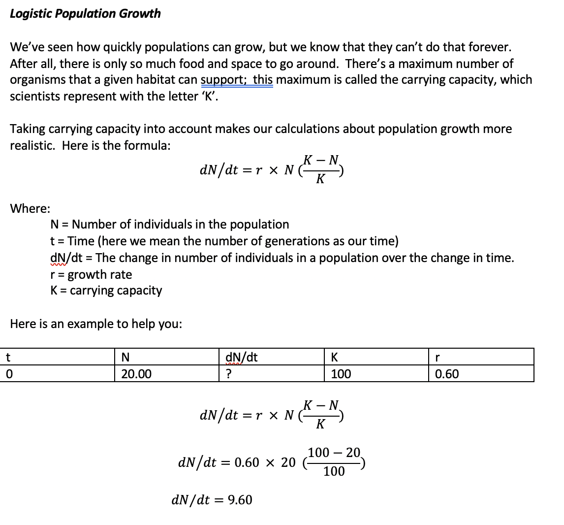 Logistic Population Growth We've seen how quickly | Chegg.com