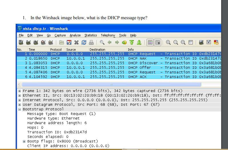 Solved In the Wirshack image below, what is the DHCP message | Chegg.com