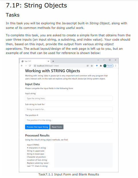 Solved 7.1P: String Objects Tasks In this task you will be | Chegg.com