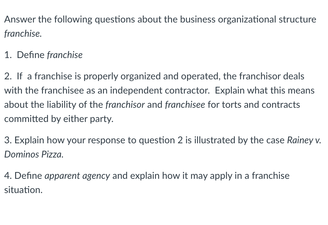 Solved Answer the following questions about the business | Chegg.com