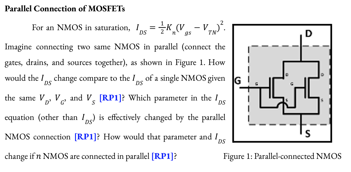 Parallel Connection of MOSFETs For an NMOS in | Chegg.com
