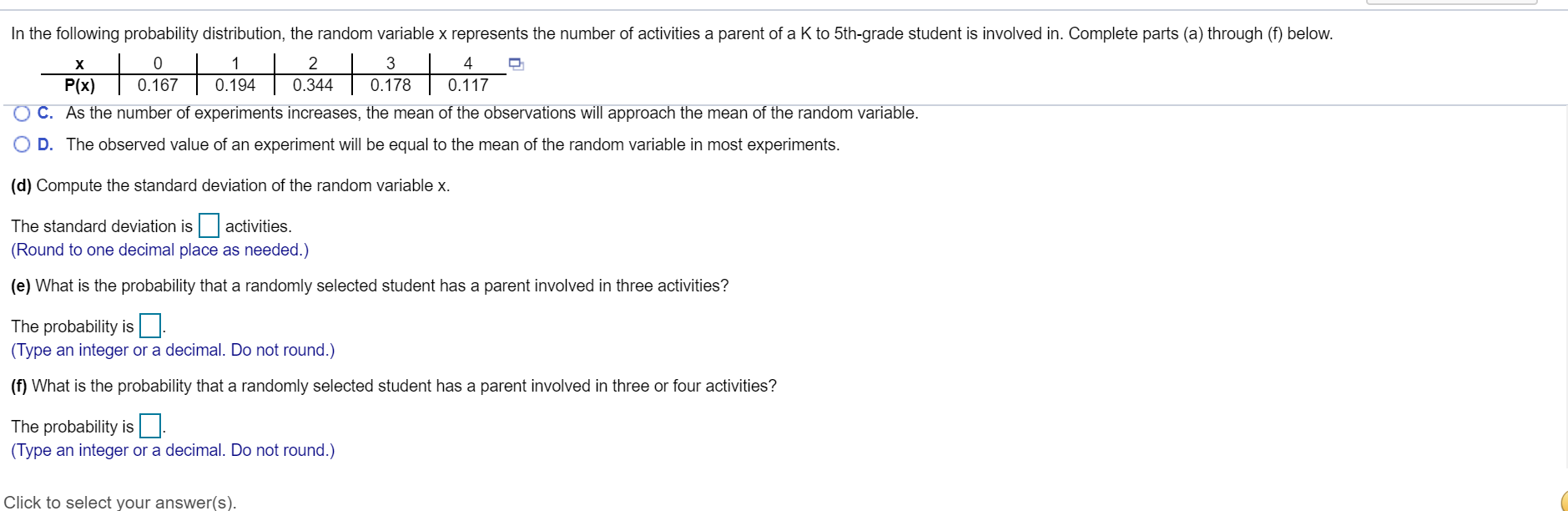 Solved In the following probability distribution, the random | Chegg.com
