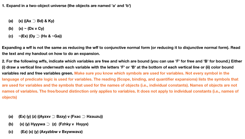 Solved 1. Expand in a two-object universe (the objects are | Chegg.com