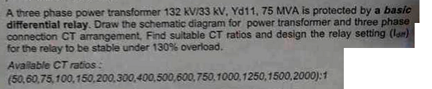Solved A three phase power transformer 132 kV/33 kV, Yd11, | Chegg.com