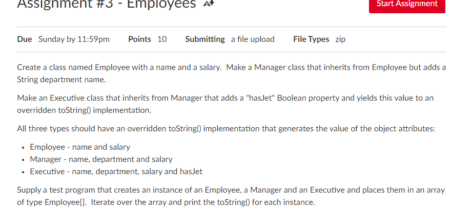 Solved Assignment #3 - Employees a Start Assignment Due | Chegg.com
