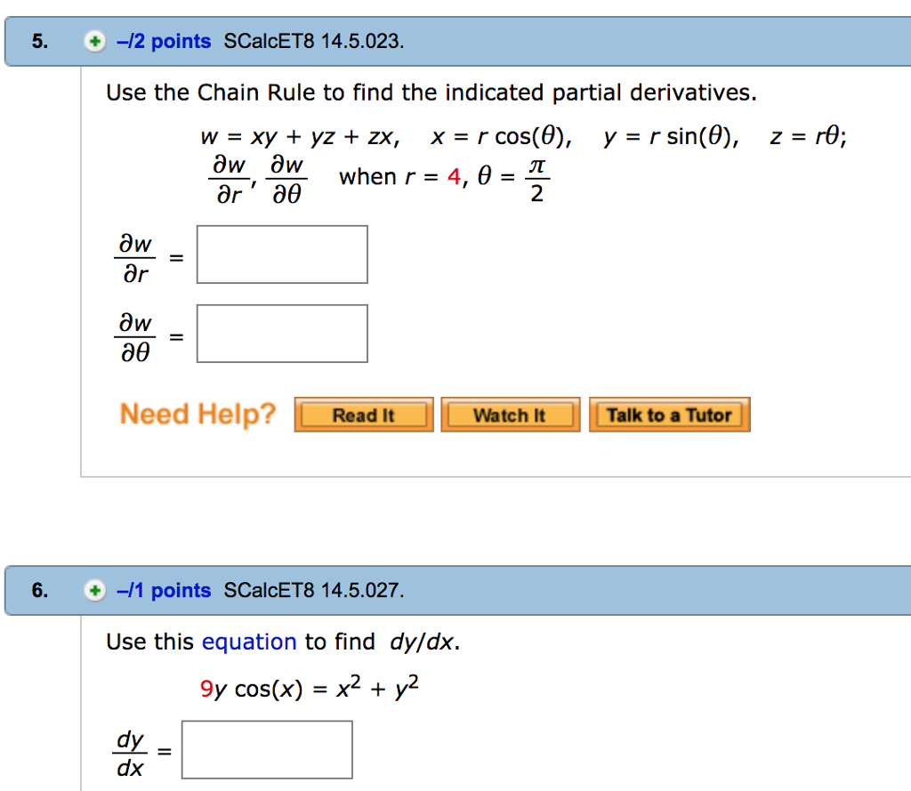 Solved 7. + -12 points SCalcET8 14.5.031 My Notes Ask Your | Chegg.com Solved 7. + -12 points SCalcET8 14.5.031 My Notes Ask Your | Chegg.com