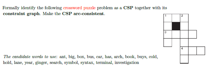 Solved Formally identify the following crossword puzzle | Chegg.com