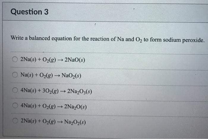 Solved Question 3 Write a balanced equation for the reaction | Chegg.com