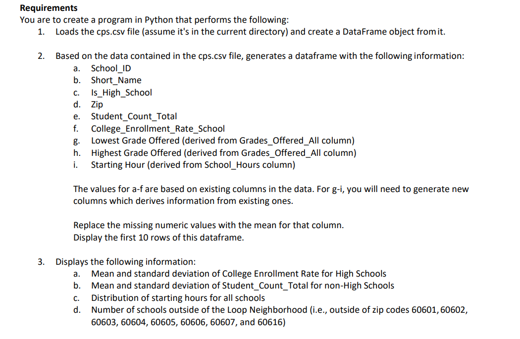 Solved quirements are to create a program in Python that | Chegg.com