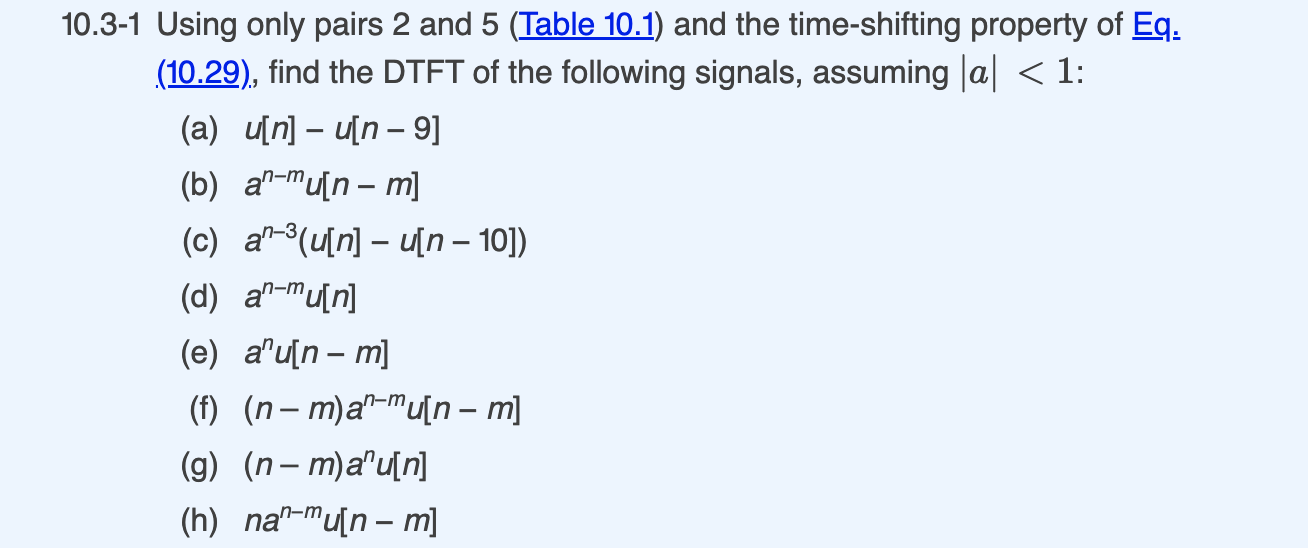 Solved 10.3-1 Using only pairs 2 and 5 (Table 10.1) and the | Chegg.com