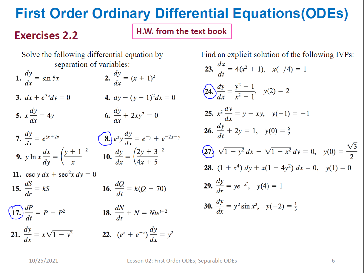 Solved First Order Ordinary Differential Equations (ODES) | Chegg.com