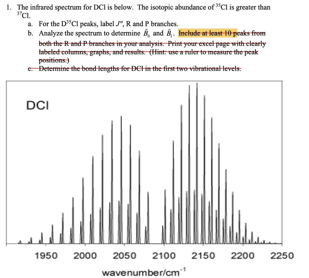 Solved 1. The infrared spectrum for DCl is below. The | Chegg.com
