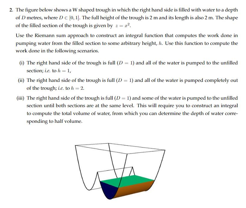 Solved 2. The figure below shows a W shaped trough in which | Chegg.com