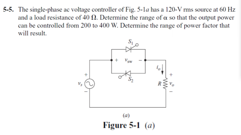 Solved 5-5. The single-phase ac voltage controller of Fig. | Chegg.com