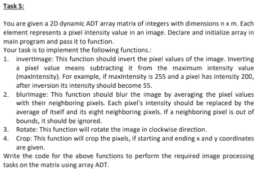 Solved You Are Given A 2d Dynamic Adt Array Matrix Of 2809