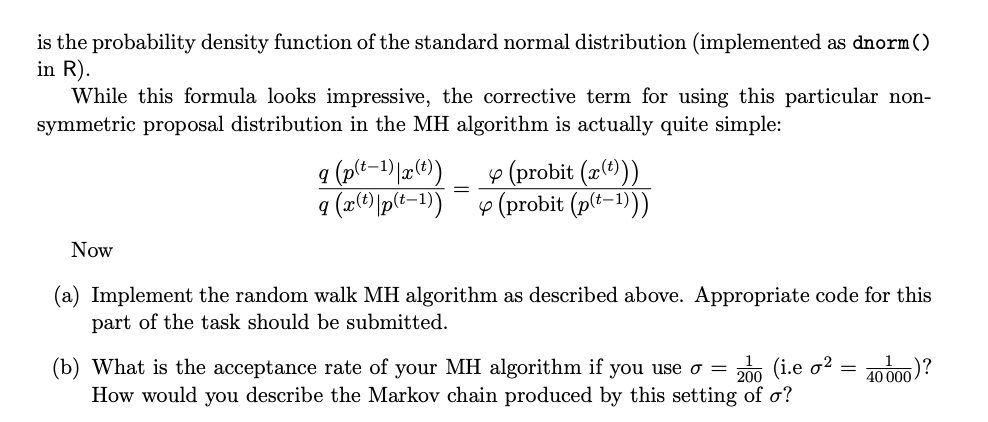 Solved Task 1. This task explores the Metropolis-Hastings | Chegg.com