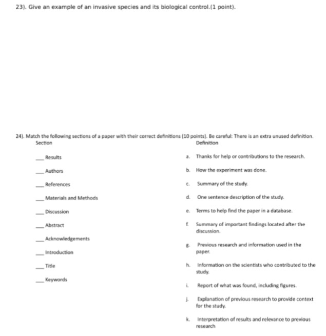 Solved 23). Give an example of an invasive species and its | Chegg.com