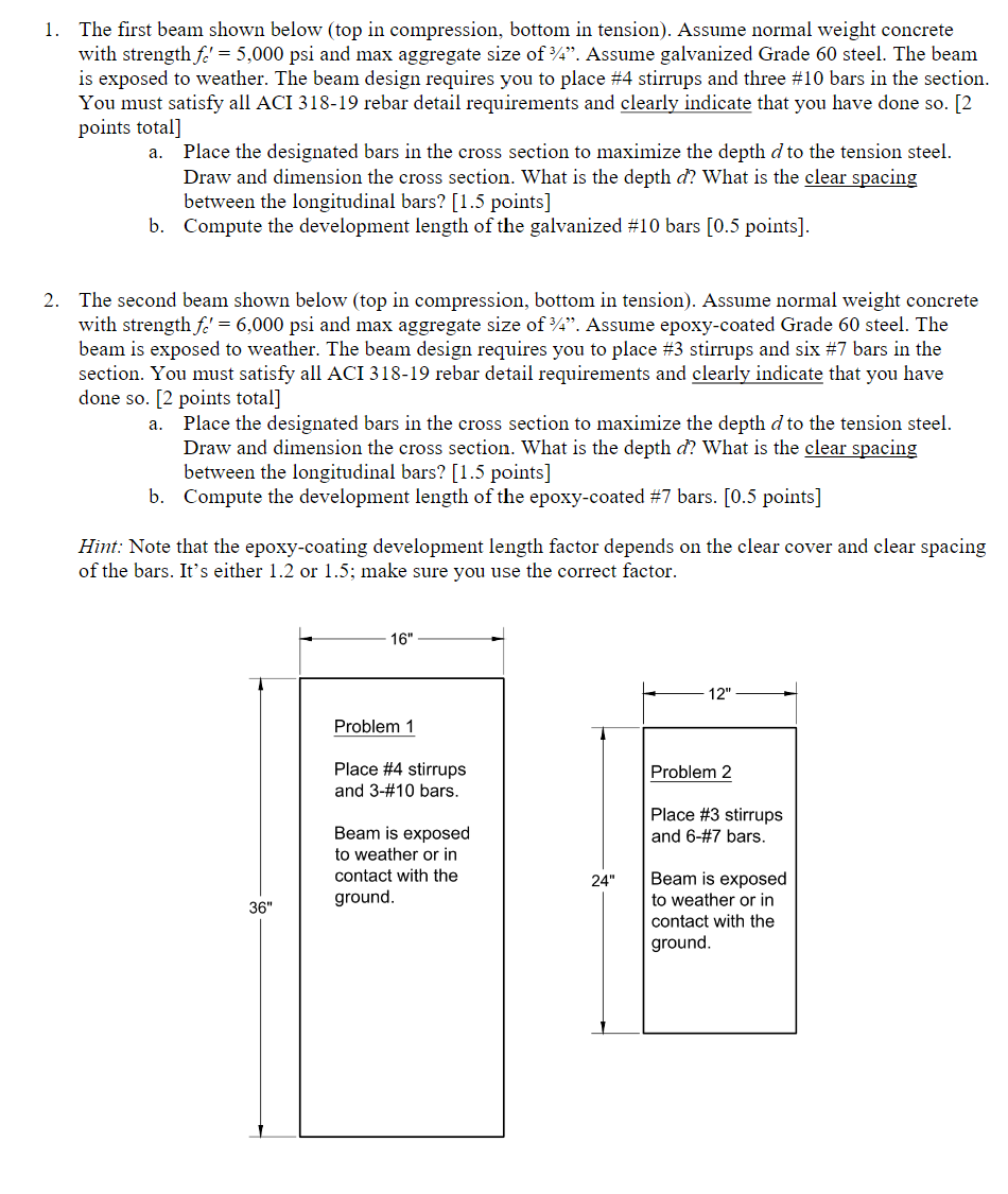 1. The first beam shown below (top in compression, | Chegg.com