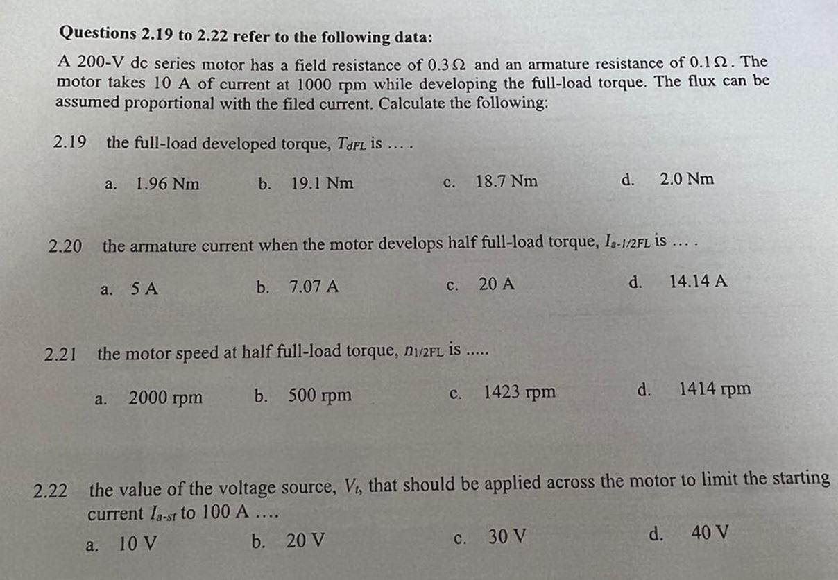 Solved Questions 2.19 to 2.22 refer to the following data: A | Chegg.com