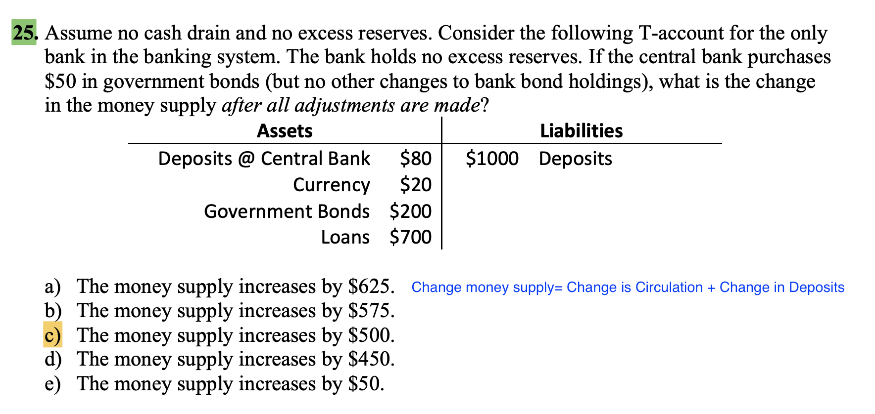 Solved 25. Assume no cash drain and no excess reserves. | Chegg.com