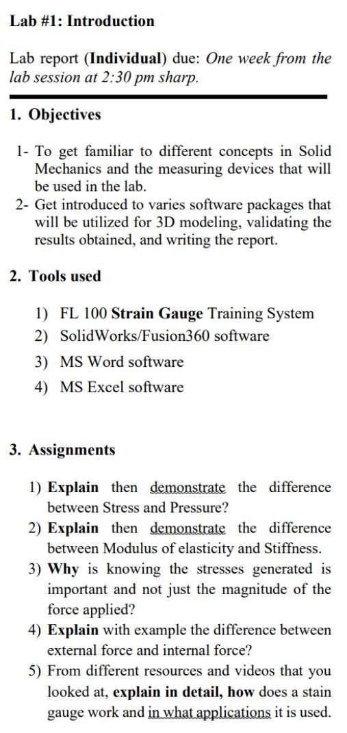 Solved Lab #1: Introduction Lab report (Individual) due: One | Chegg.com