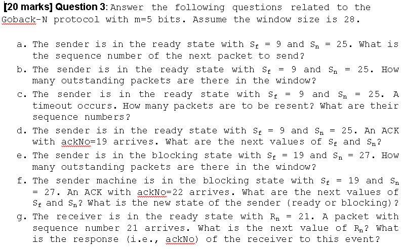 Solved 20 marks] Question 3: Answer the following questions | Chegg.com
