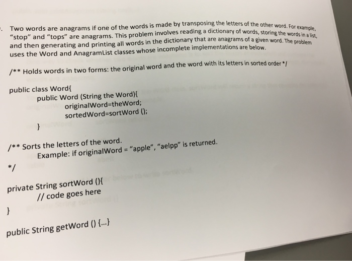 Solved . T by transposing the letters of the other word. For | Chegg.com