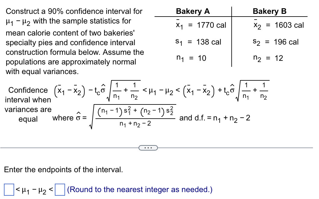 Solved 817) Construct a 90% confidence interval for My - Hz | Chegg.com