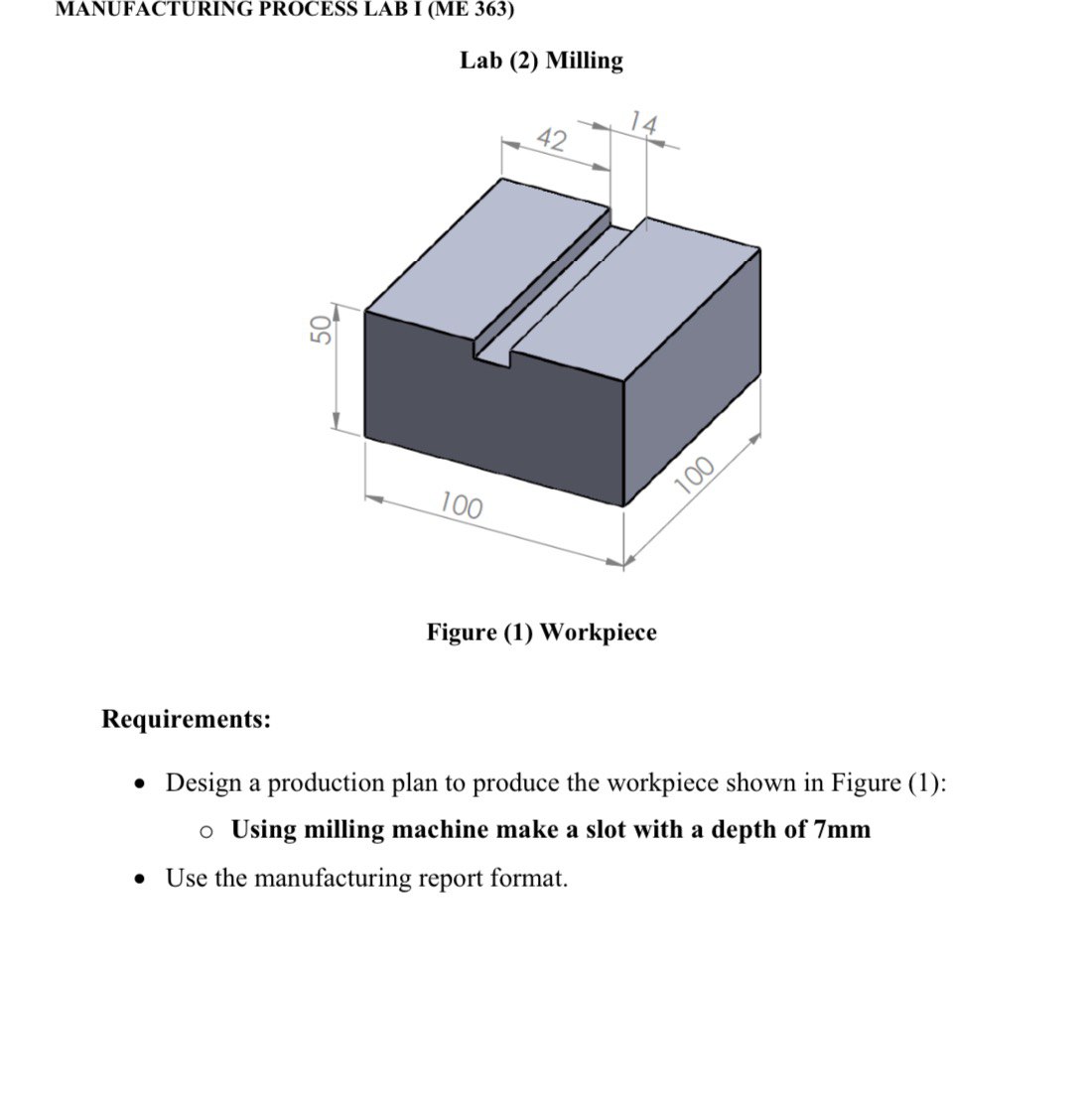 Solved Lab (2) Milling Figure (1) Workpiece Requirements: - | Chegg.com
