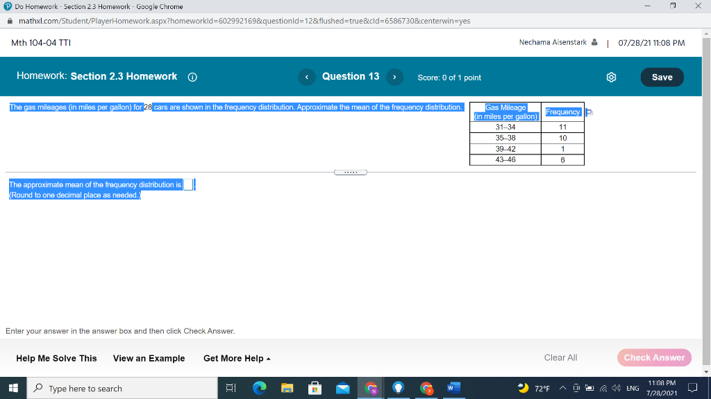 Solved х Do Homework - Section 2.3 Homework - Google Chrome | Chegg.com