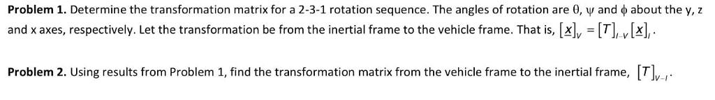 Solved Problem 1. Determine the transformation matrix for a | Chegg.com
