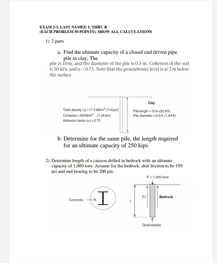 Solved EXAM 2-3, LAST NAMES: L THRUR (EACH PROBLEM 50 | Chegg.com