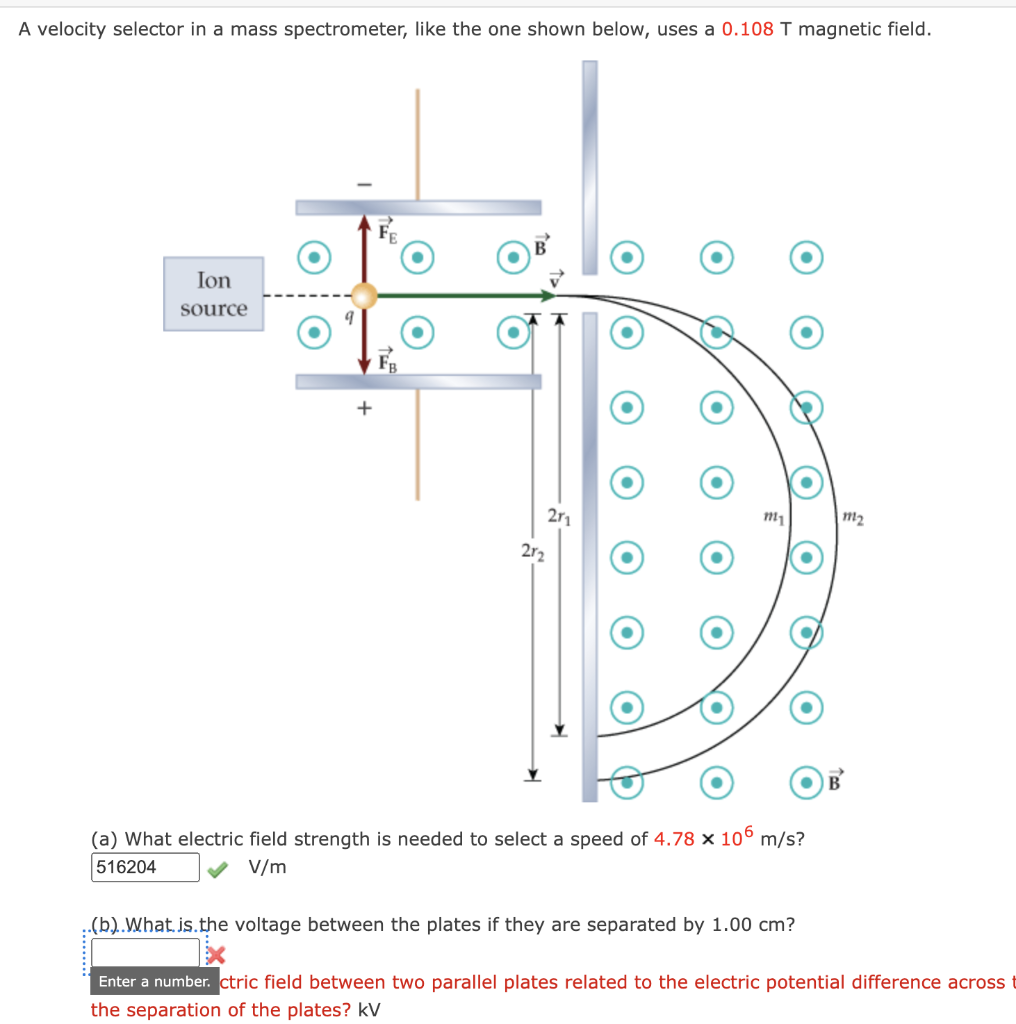 Solved A velocity selector in a mass spectrometer, like the | Chegg.com