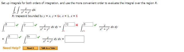 Solved Set up an integral for both orders of integration, | Chegg.com