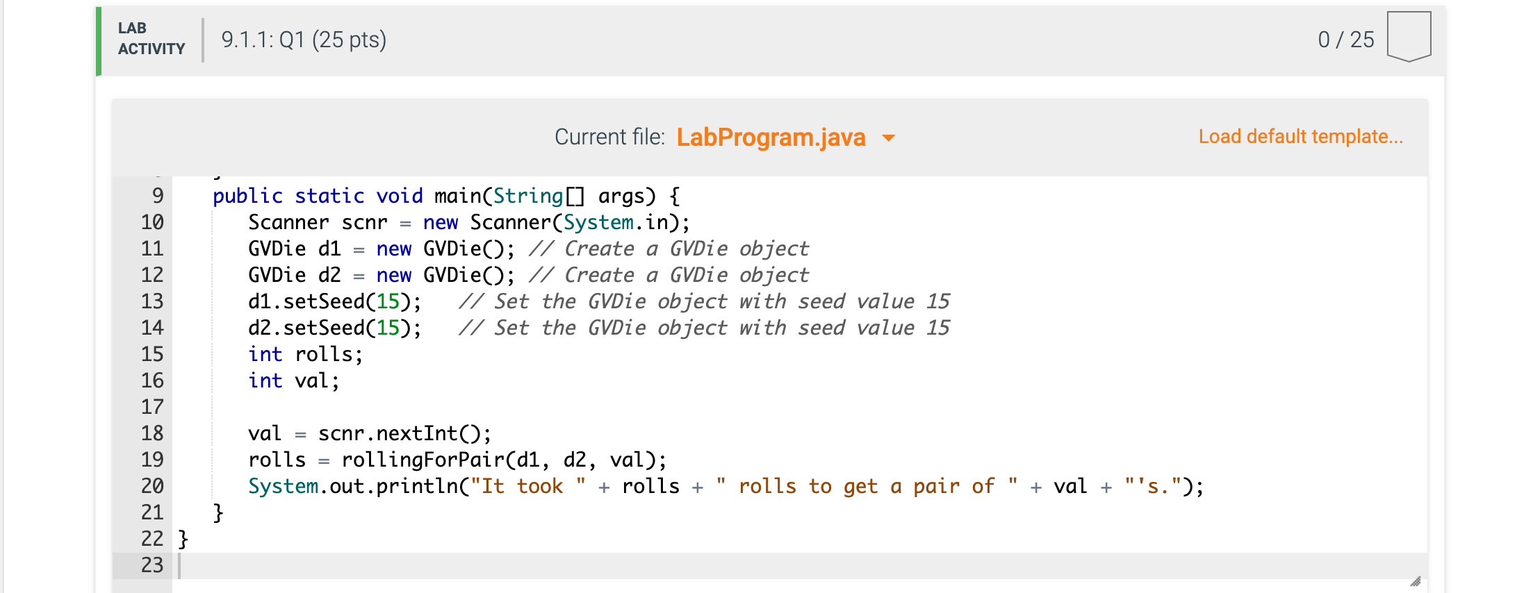 Solved Given two GVDie objects that represent 2 six-sided | Chegg.com