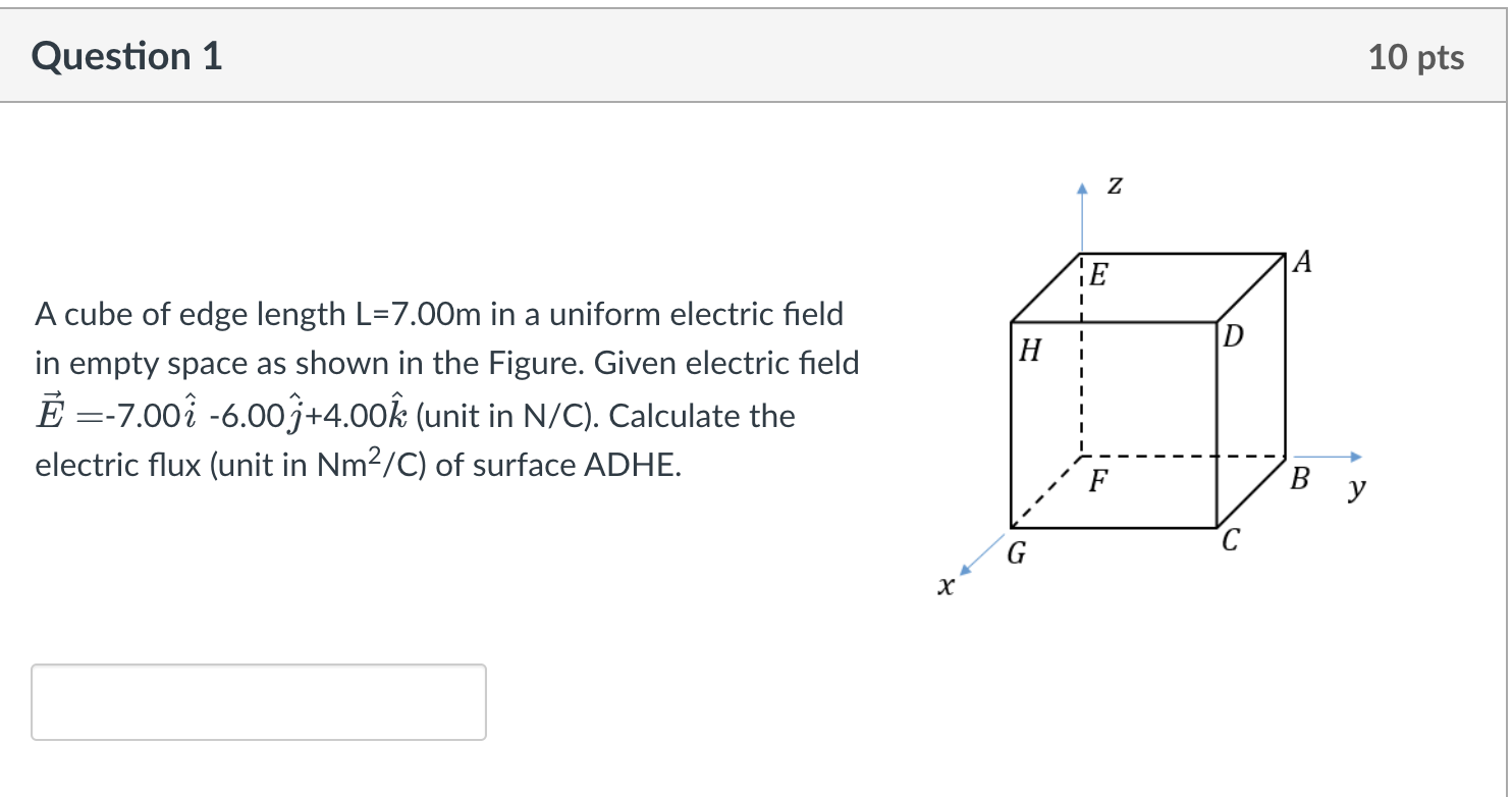 Solved A cube of edge length L=7.00m in a uniform electric | Chegg.com