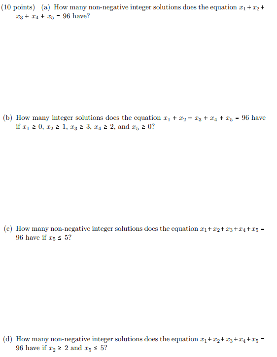 Solved (10 points) (a) How many non-negative integer | Chegg.com