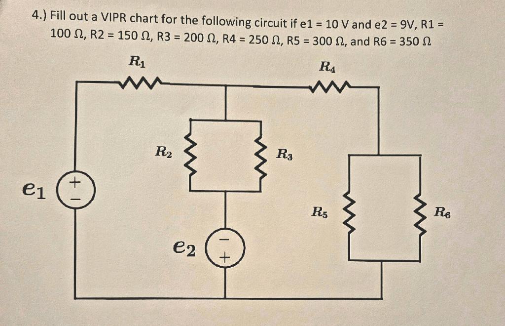 Solved 4.) Fill out a VIPR chart for the following circuit | Chegg.com