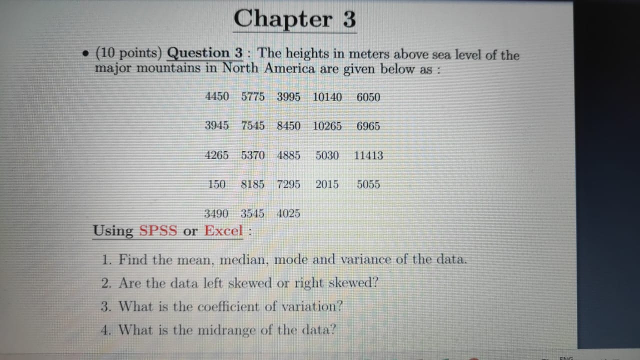 Solved - (10 points) Question 3: The heights in meters above | Chegg.com Solved - (10 points) Question 3: The heights in meters above | Chegg.com
