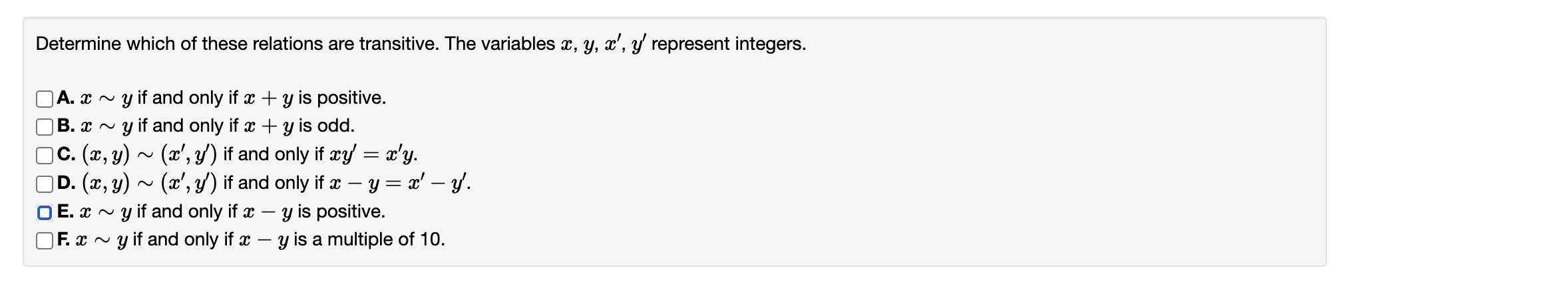 Solved Determine which of these relations are transitive. | Chegg.com