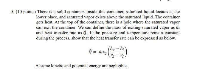 Solved 5. (10 points) There is a solid container. Inside | Chegg.com