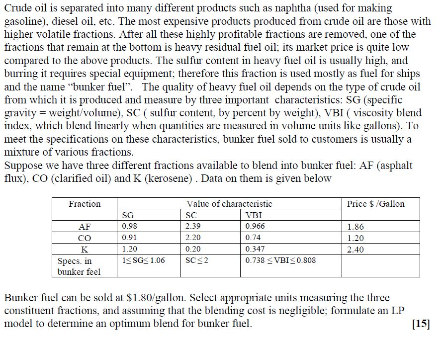 Solved Crude oil is separated into many different products | Chegg.com