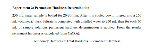 Solved Experiment 1: Total hardness determination 1 mL | Chegg.com