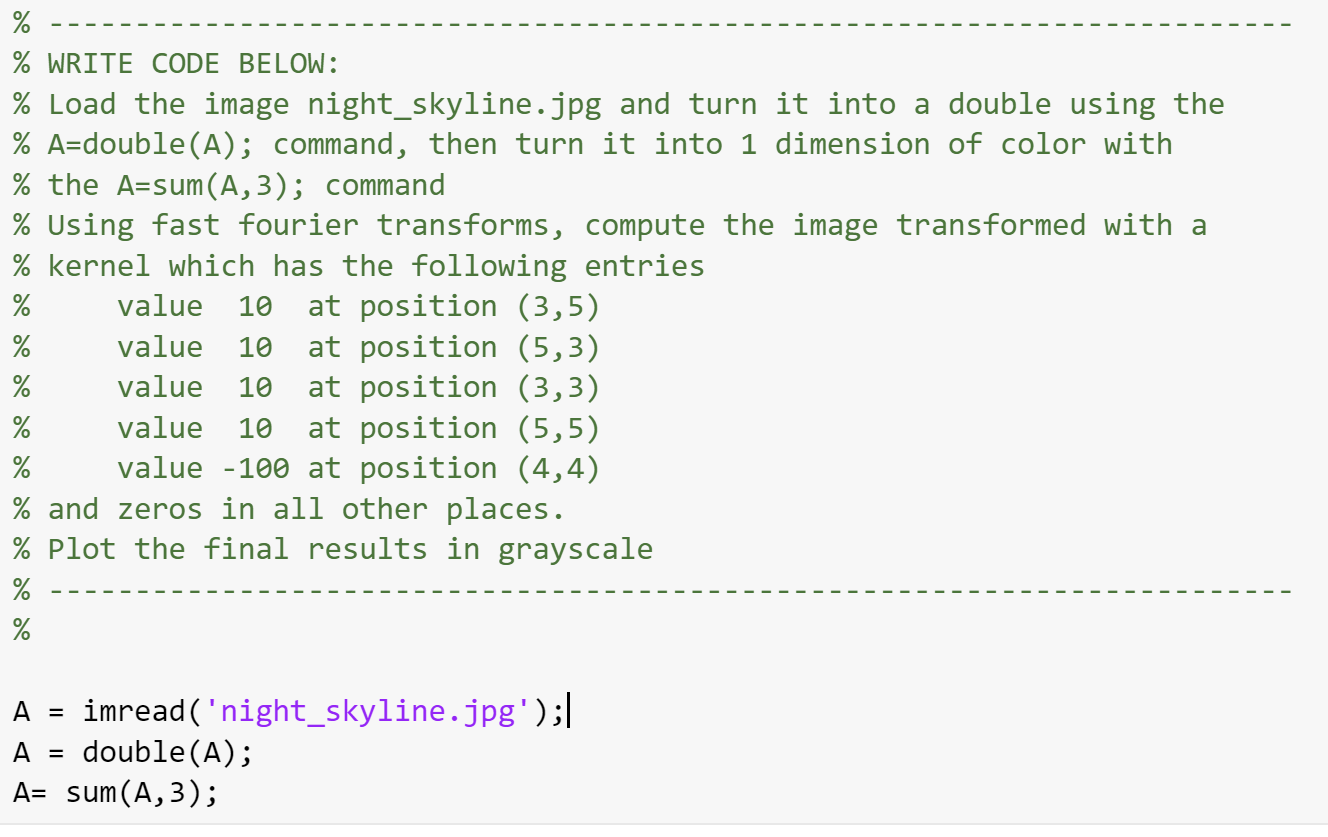 WRITE CODE BELOW: % Load the image | Chegg.com